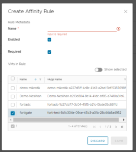 Affinity Rules - Teknotel Cloud / T-Cloud